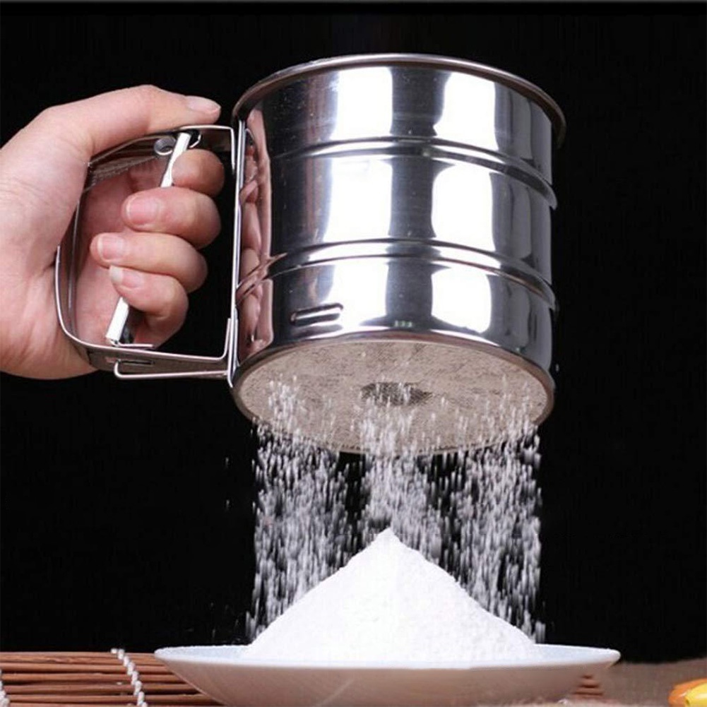 Tapioqueira Polvilhador Peneira Caneca com Gatilho Manual Aço Inox ...