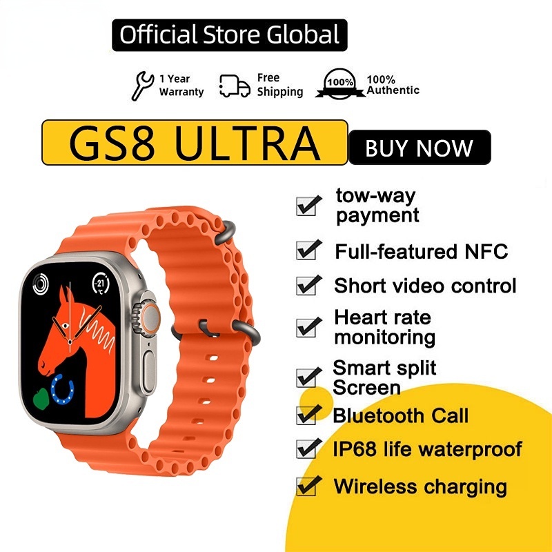 2023 Relógio Smartwatch GS8 Ultra Series 8 NFC Temperatura Corporal Bluetooth Chamada Homens À ...