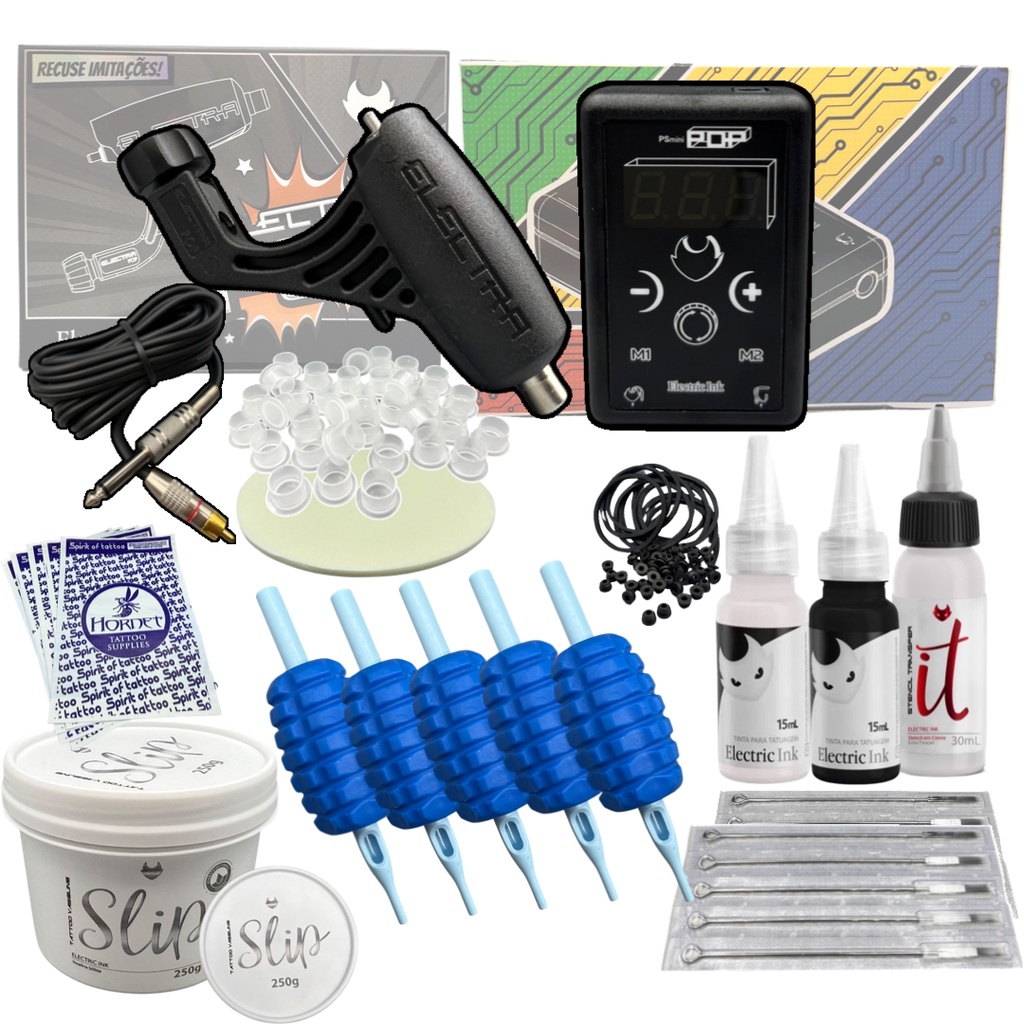 Kit tattoo Electric ink Electra Pop + Fonte Ps mini Completo | Shopee ...