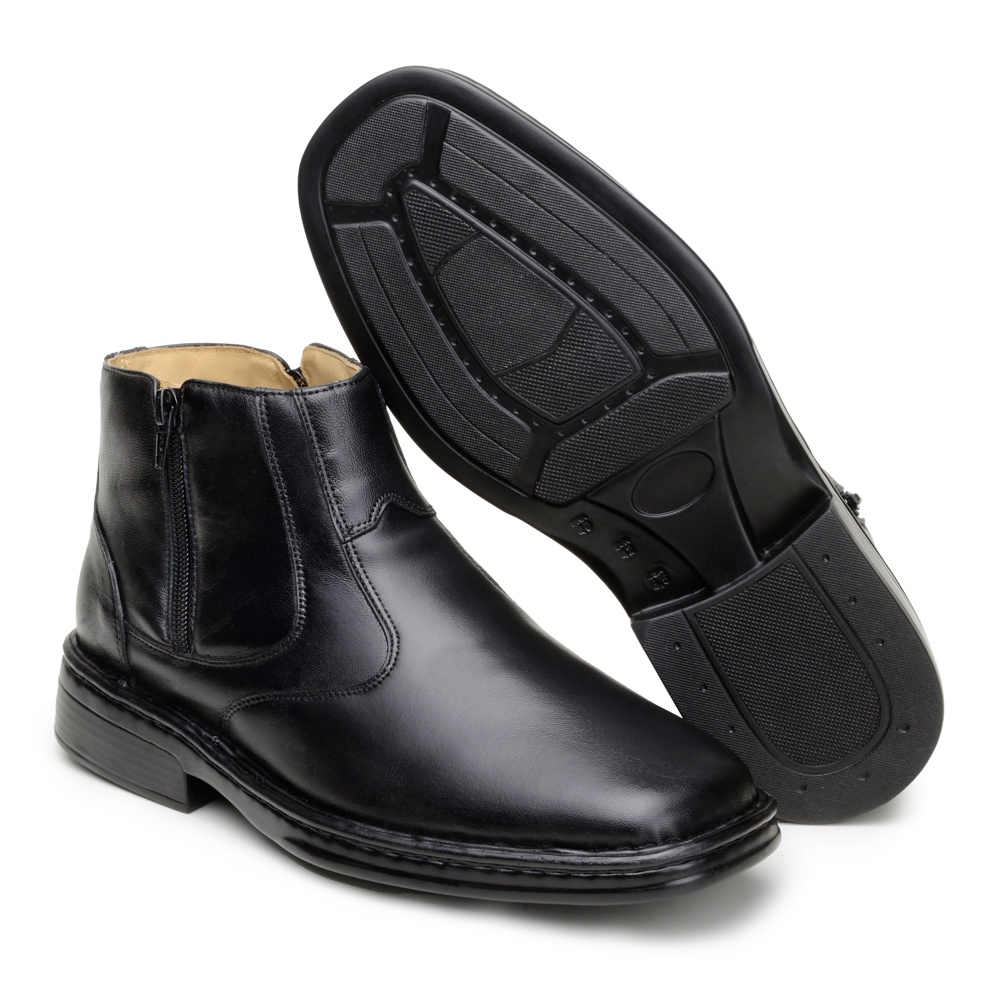 Bota Masculina Preta Trabalho Dia Dia em Couro Country Luxo | Shopee Brasil