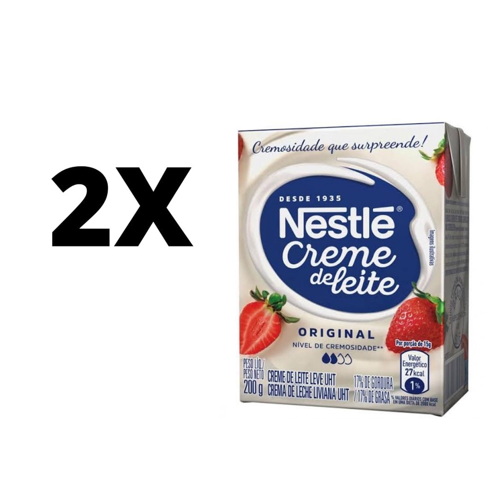 Kit com 2 Creme de Leite Nestlé Original 200g TP | Shopee Brasil