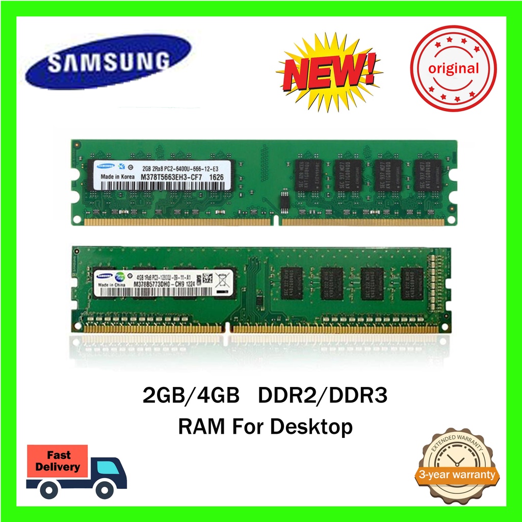 Samsung 100 % Novo ddr2 Ram Ddr3 2GB 4 GB 240pin Memória De Mesa 667 800 1333 1600 Mhz Dimm ...