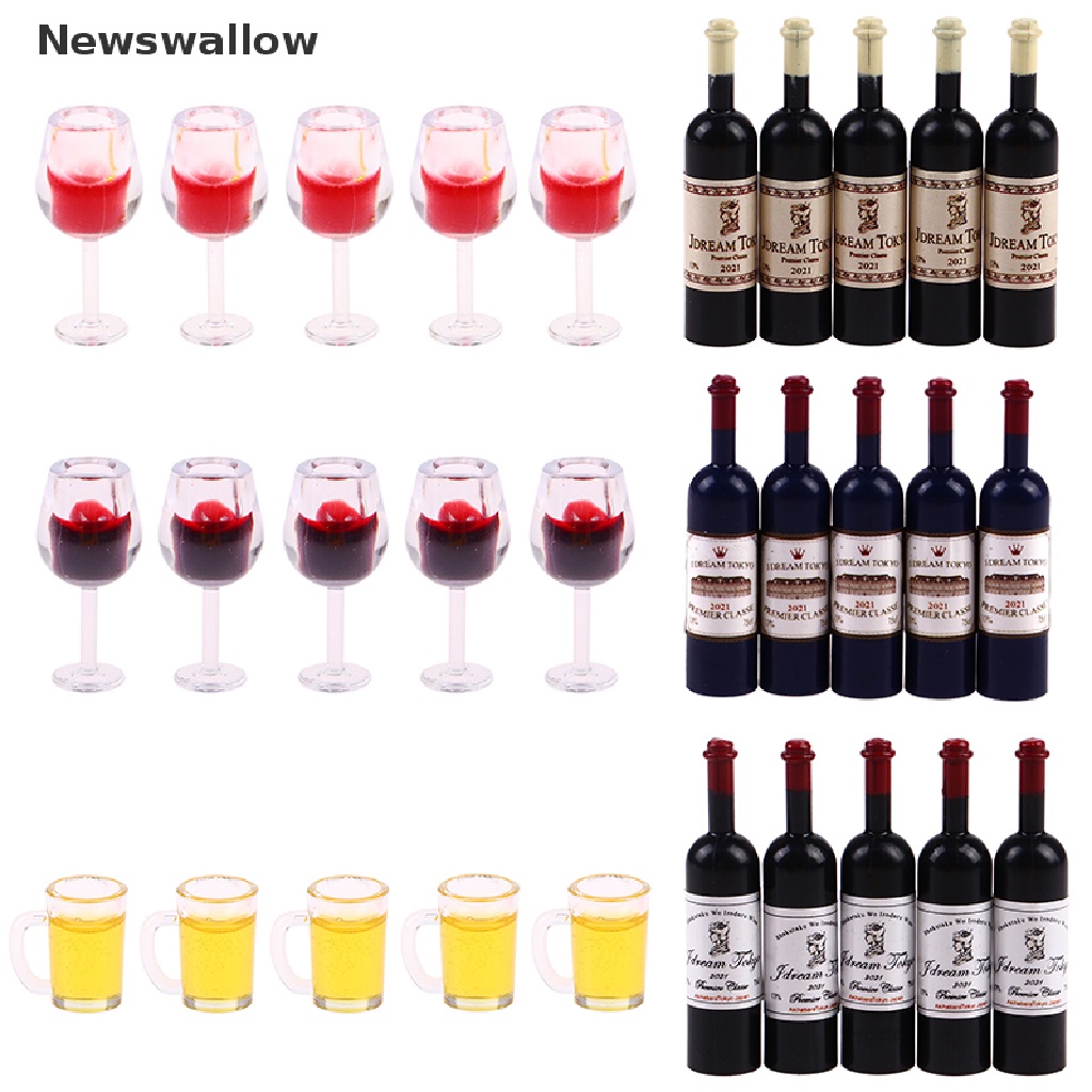 NSL 5Pcs 1 : 12 Caneca De Vinho Miniatura Dollhouse Cerveja Modelo Doll ...