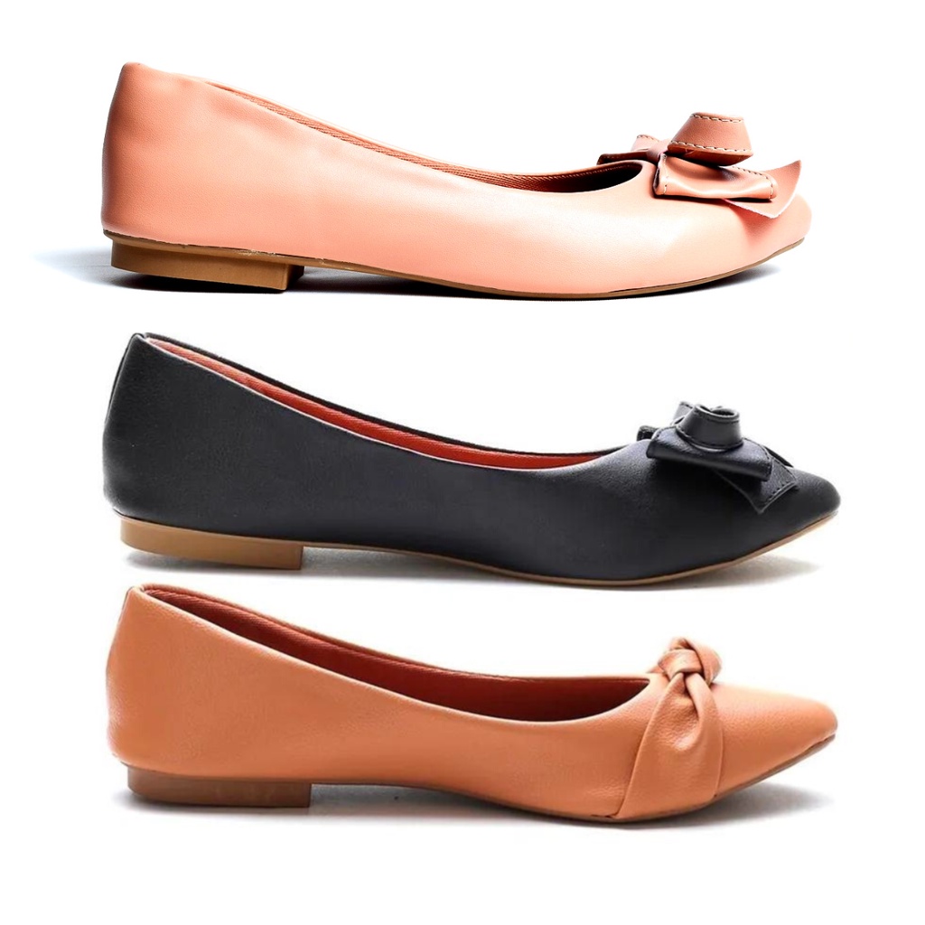 Kit 3 Sapatilhas Moderna Feminina Comfort Rasteira Mocassim | Shopee Brasil