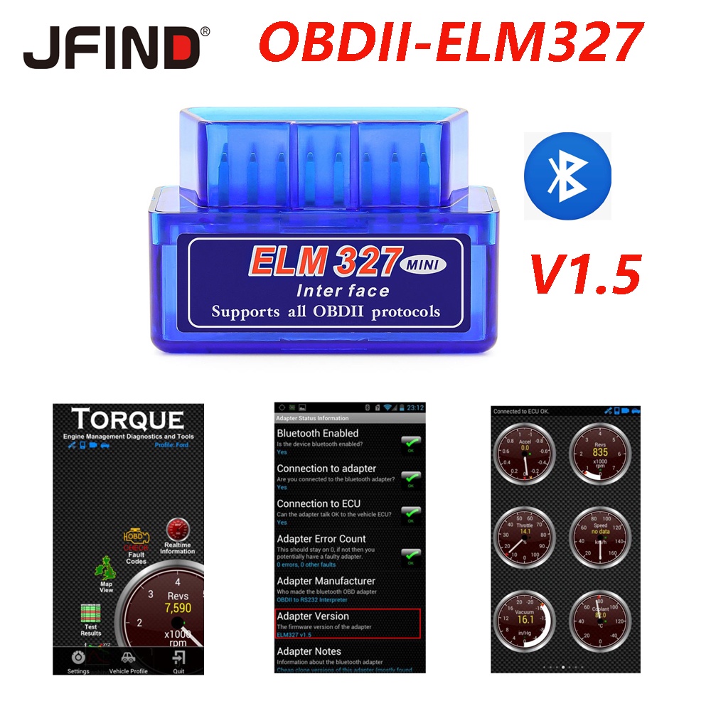 OBD V2.1 ELM327 OBD2 Scanner Automático Bluetooth OBDII 2 Carro ELM 327 V1.5 Ferramenta De ...