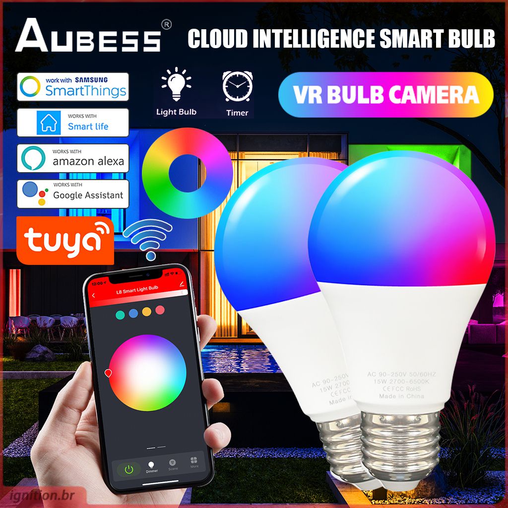 15/9w Tuya E27 Rgbcw Wi-fi Inteligente Lâmpada Led Light Bulb Lâmpadas ...