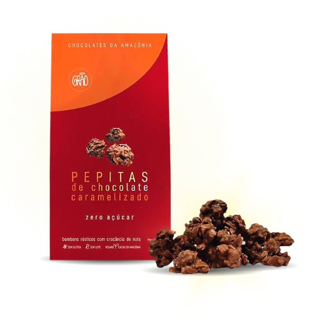 Pepitas de Chocolate Caramelizado Zero Açúcar - Vegano 90g | Shopee Brasil