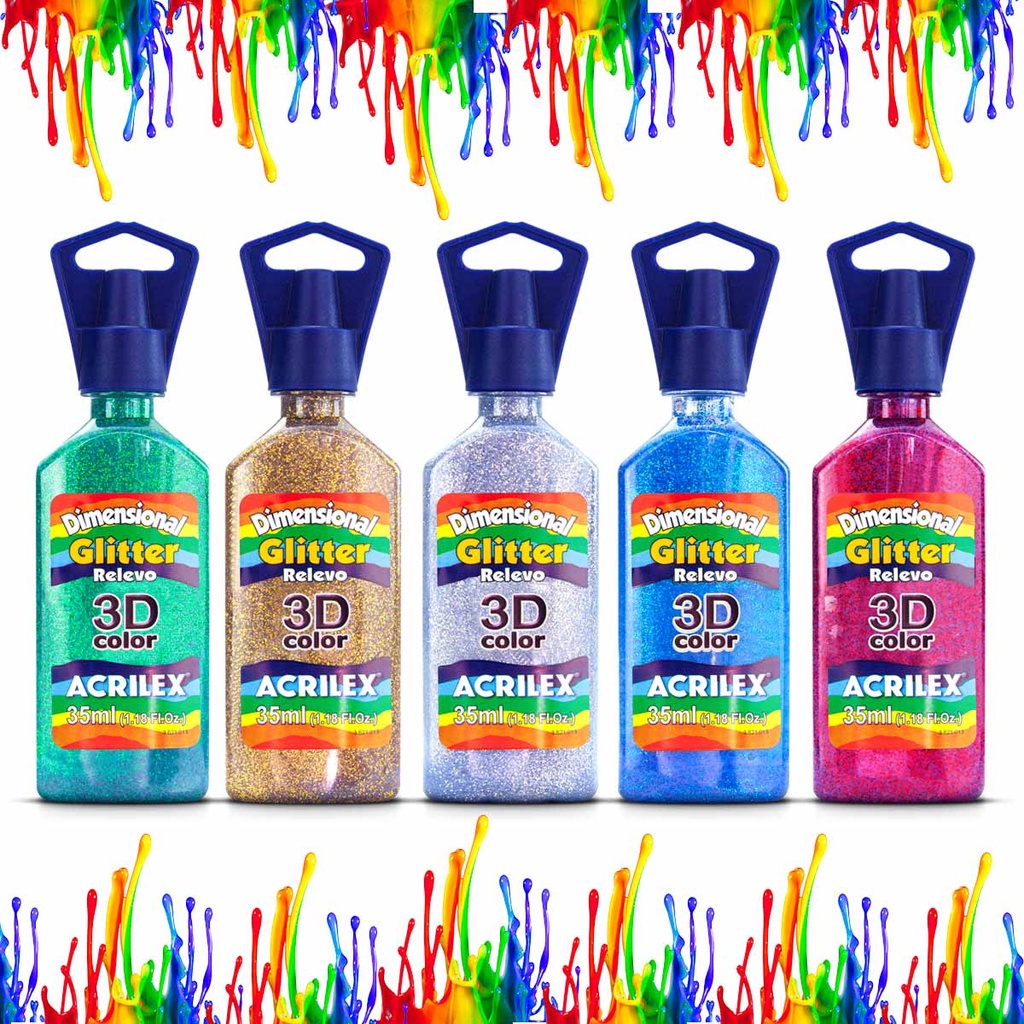 Cola Dimensional Relevo Glitter 3D 35g | Shopee Brasil