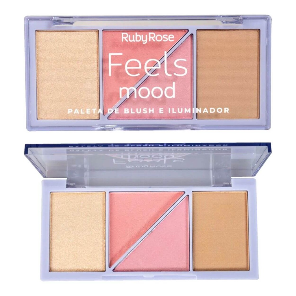 Paleta Ruby Rose Blush Iluminador Contorno Feels Mood Cor 01 | Shopee Brasil
