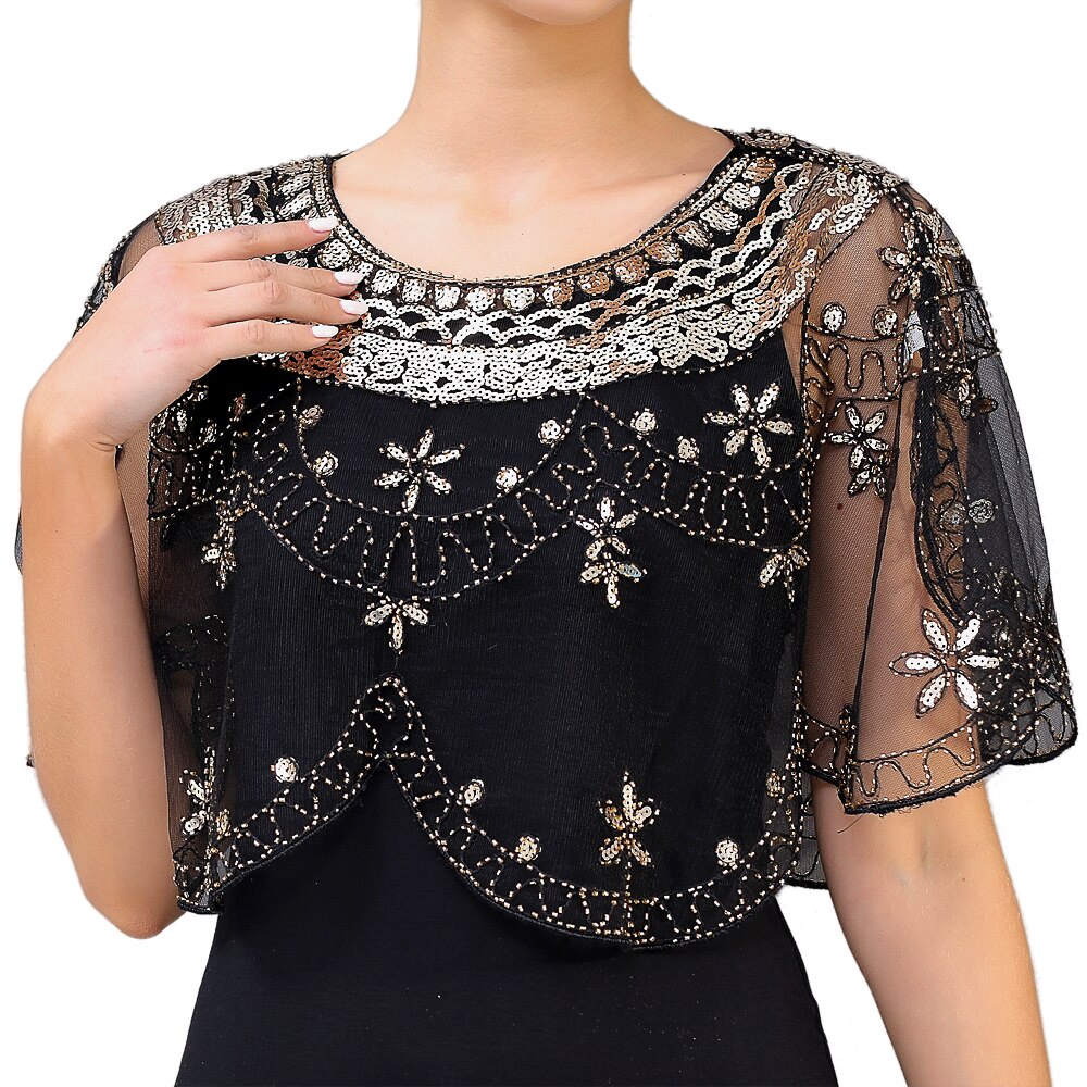 Bordado Boroco Vintage Floral De Lantejoulas Elegante Sheer See-through ...