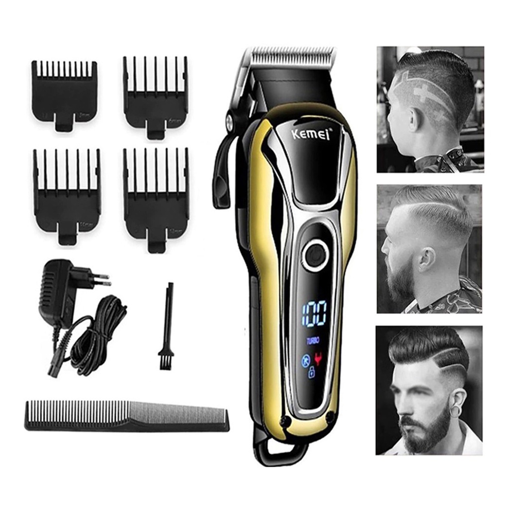 Maquina De Cortar Cabelo Sem Fio Turbo Profissional Kemei | Shopee Brasil