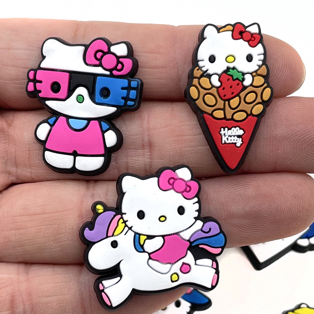 Anime Japonês Jibitz Shoe Charmes Gelado Gato Jibits Croc Charme Hello ...