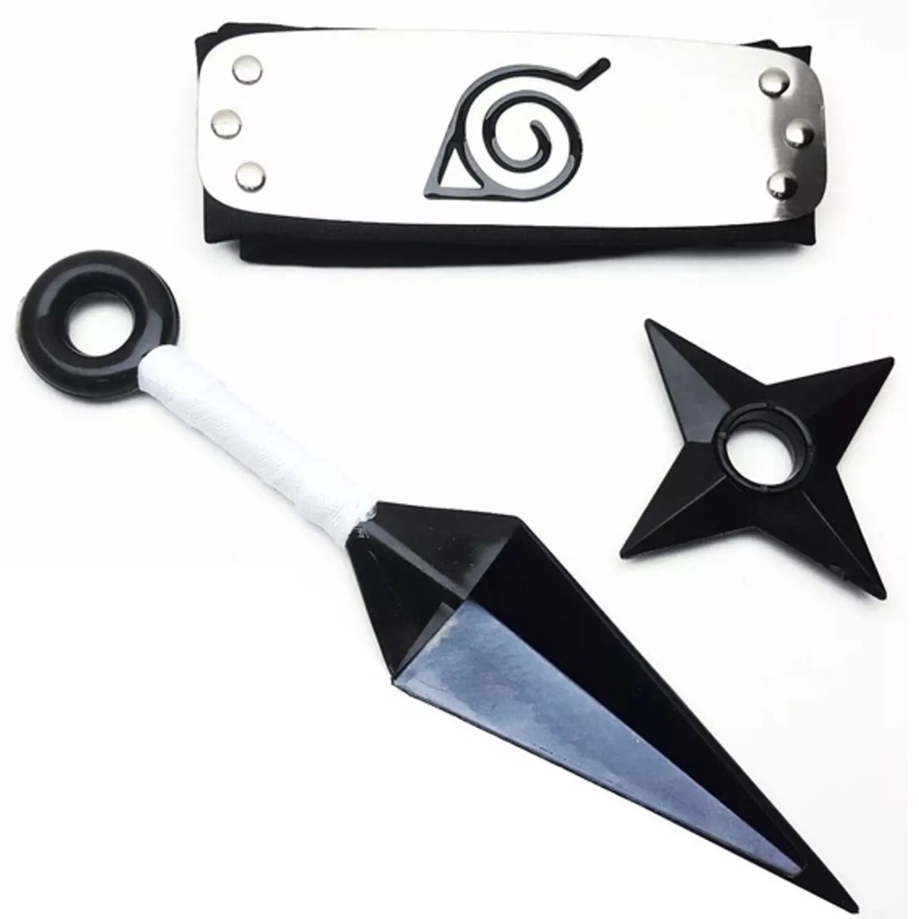 Kit Fantasia Cartela Boneco Naruto Bandana Kunai Shuriken Brinquedo ...
