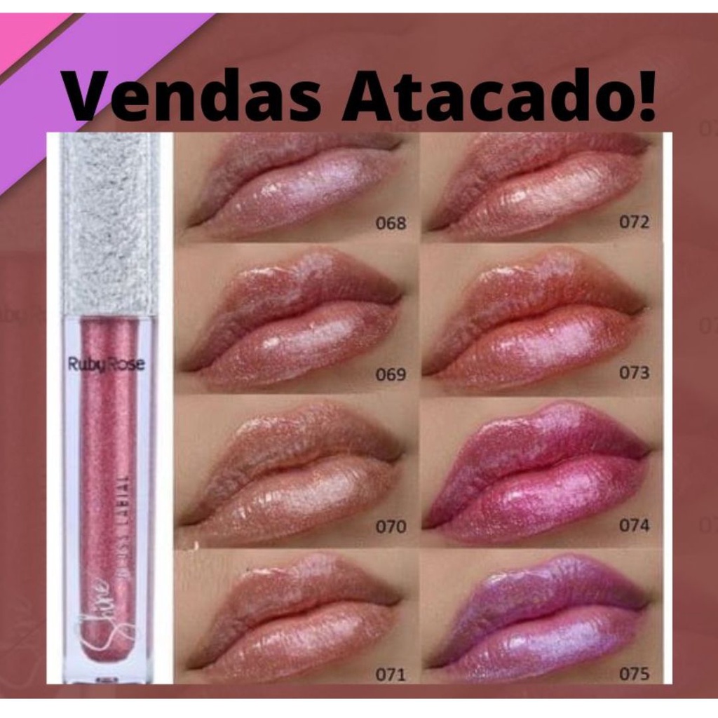 Kit 04 Unidades Gloss Labial Ruby Rose Shine | Shopee Brasil