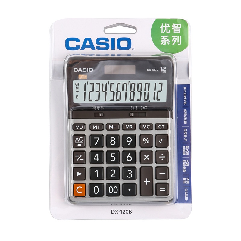 Casio GX-120B Grande Calculadora Solar Do Escritório Financeiro ...