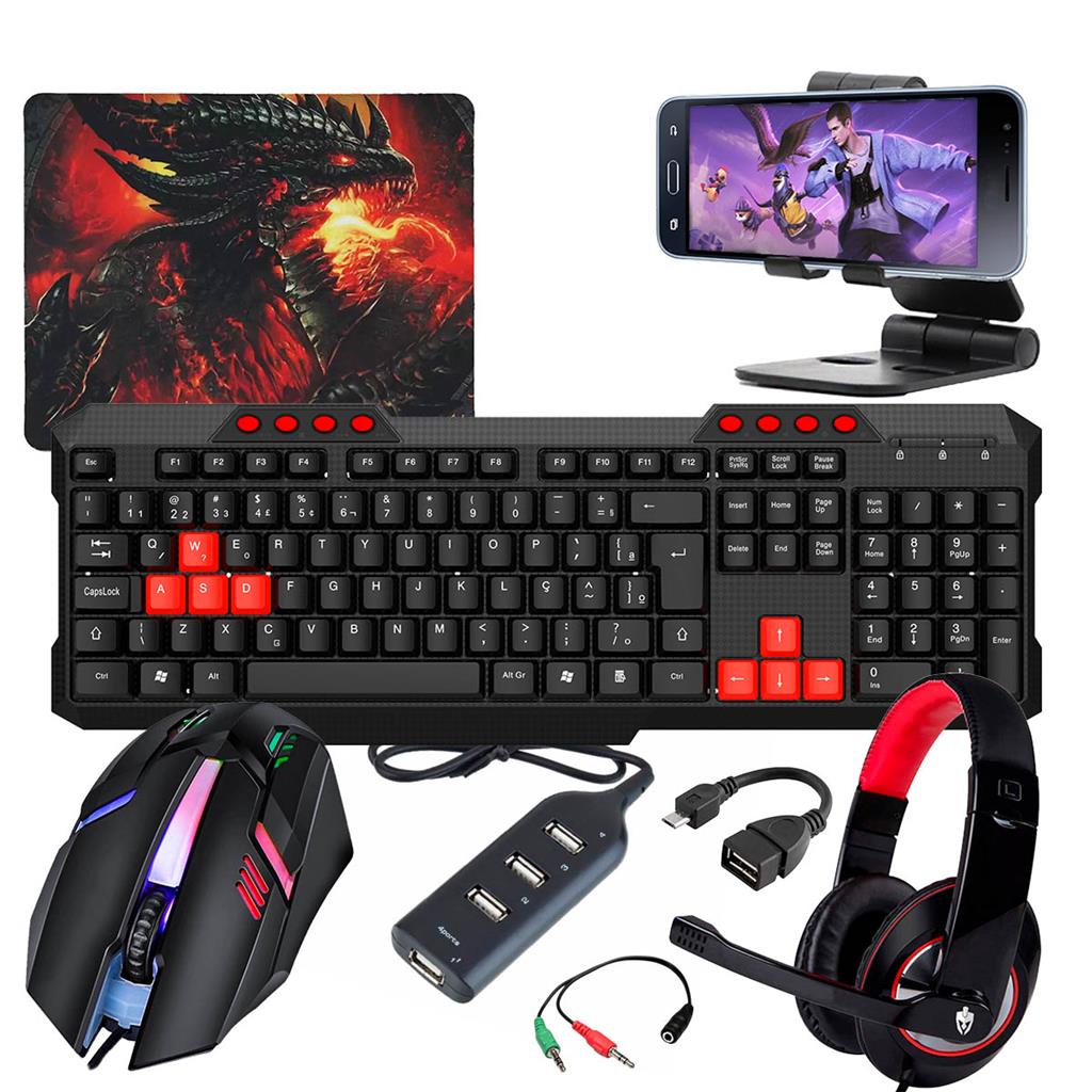 Kit Mobilador Completo Kit Premium Com Headset Hub Teclado Mouse | Shopee Brasil