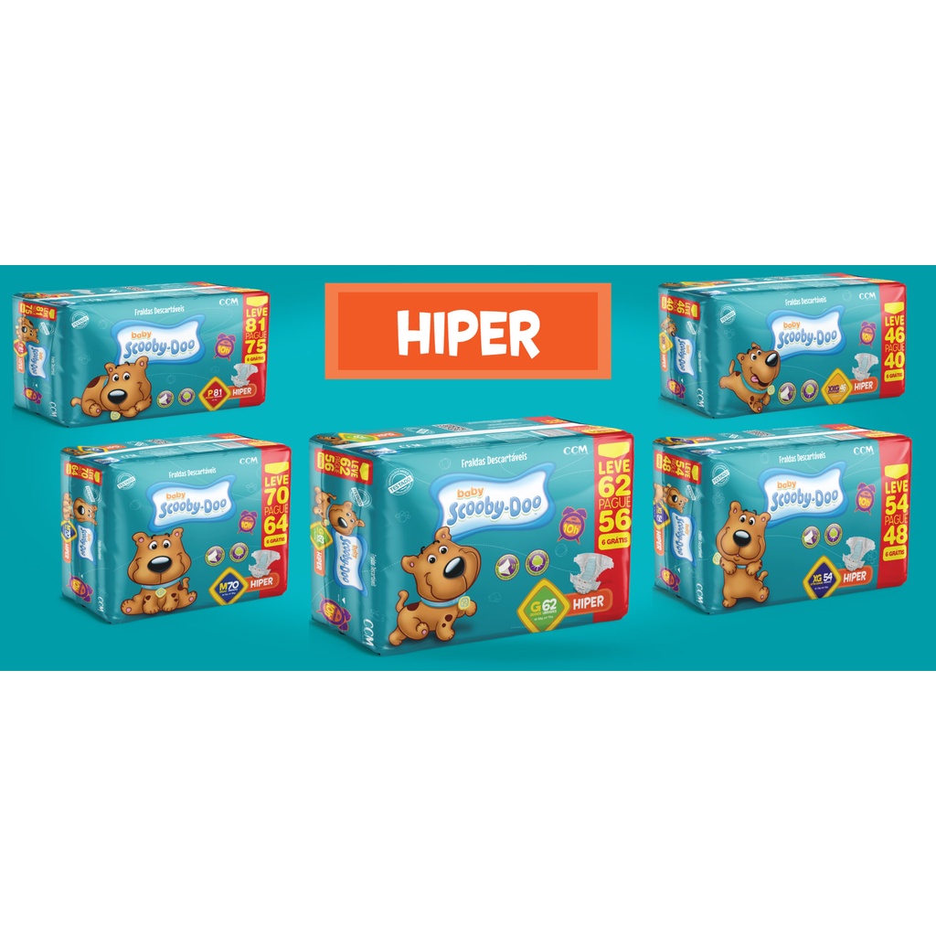 Fralda Descartável Scooby Doo Hiper 1 Pacote Todos os Tamanhos | Shopee ...