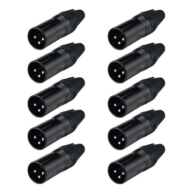 Kit 10 Plugs Conectores XLR Canon Macho 3 Pinos Metal Para Microfone e DMX Preto LU-71226BK da ...