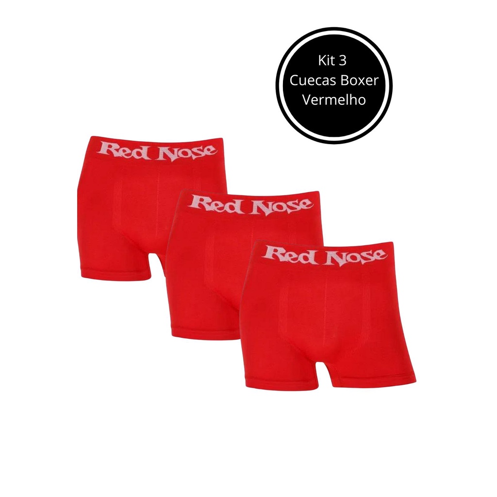 Kit 3 Cueca Boxer Red Nose Masculina Vermelho | Shopee Brasil
