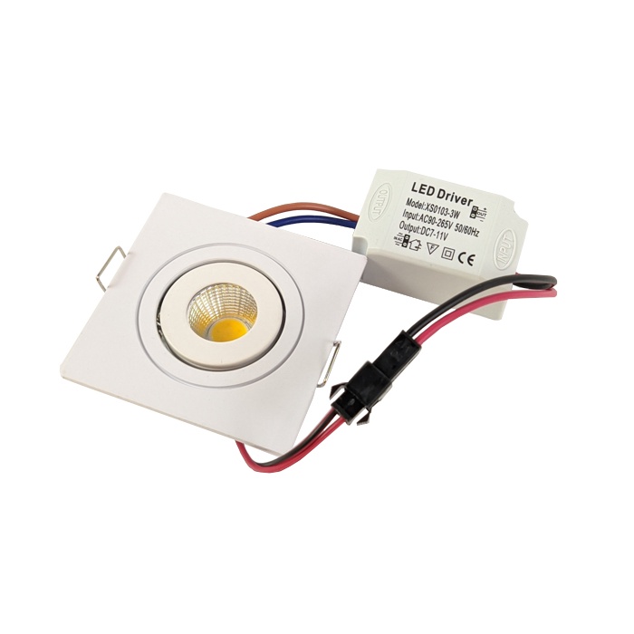 Spot Led Driver 3W 3000K De Embutir Quadrado 6X6cm 90-265VAC | Shopee ...