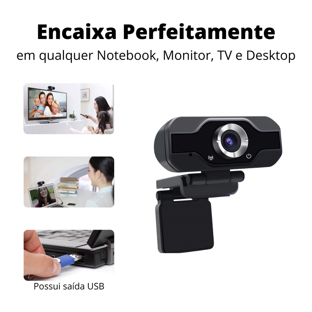 Webcam USB Mini Câmera Full HD 1080p Com Microfone Integrado | Shopee ...