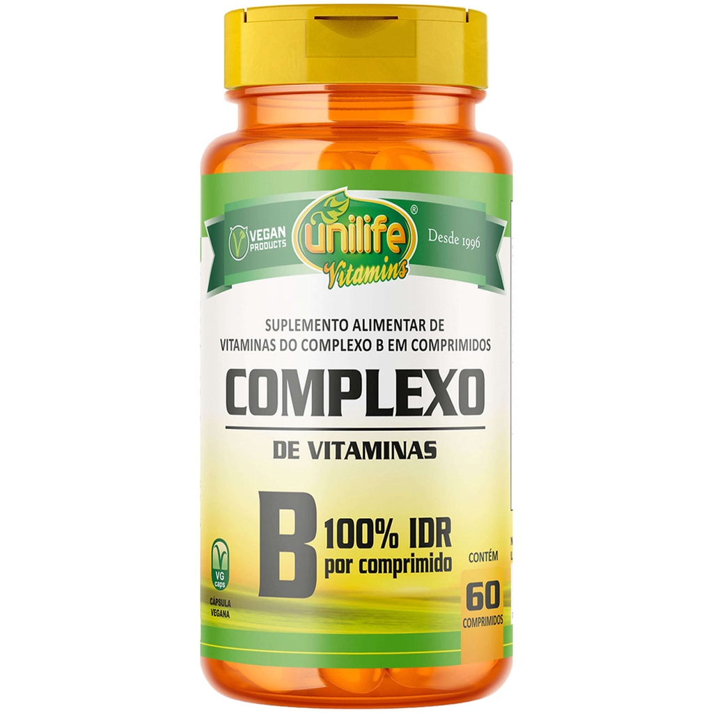 Vitaminas Complexo B B1 B2 B3 B5 B6 B7 B9 B12 60 Comprimidos
