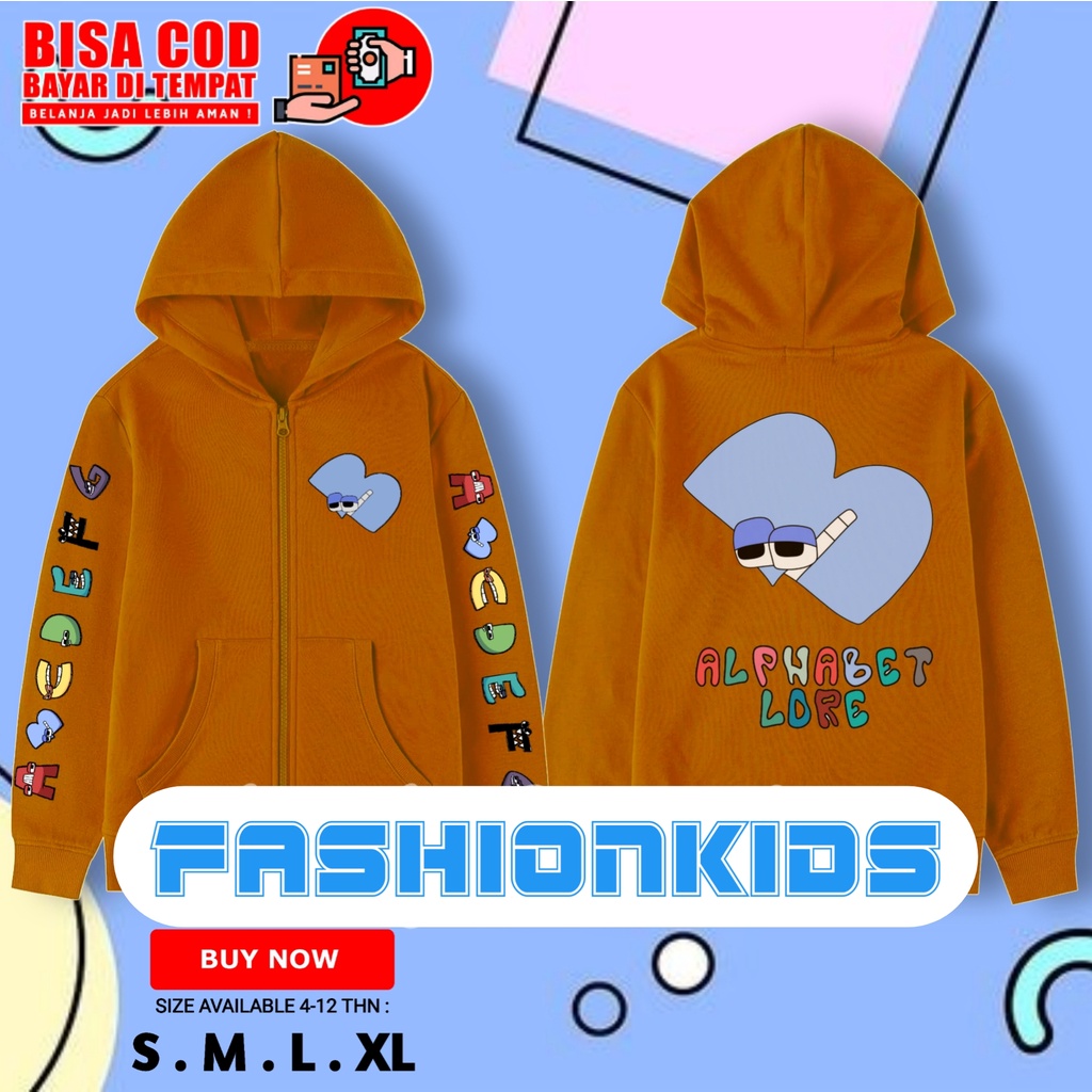 Jaqueta ZIPPER Infantil ALPHABET LORE B Pode Traje Carta A C D E F G H ...