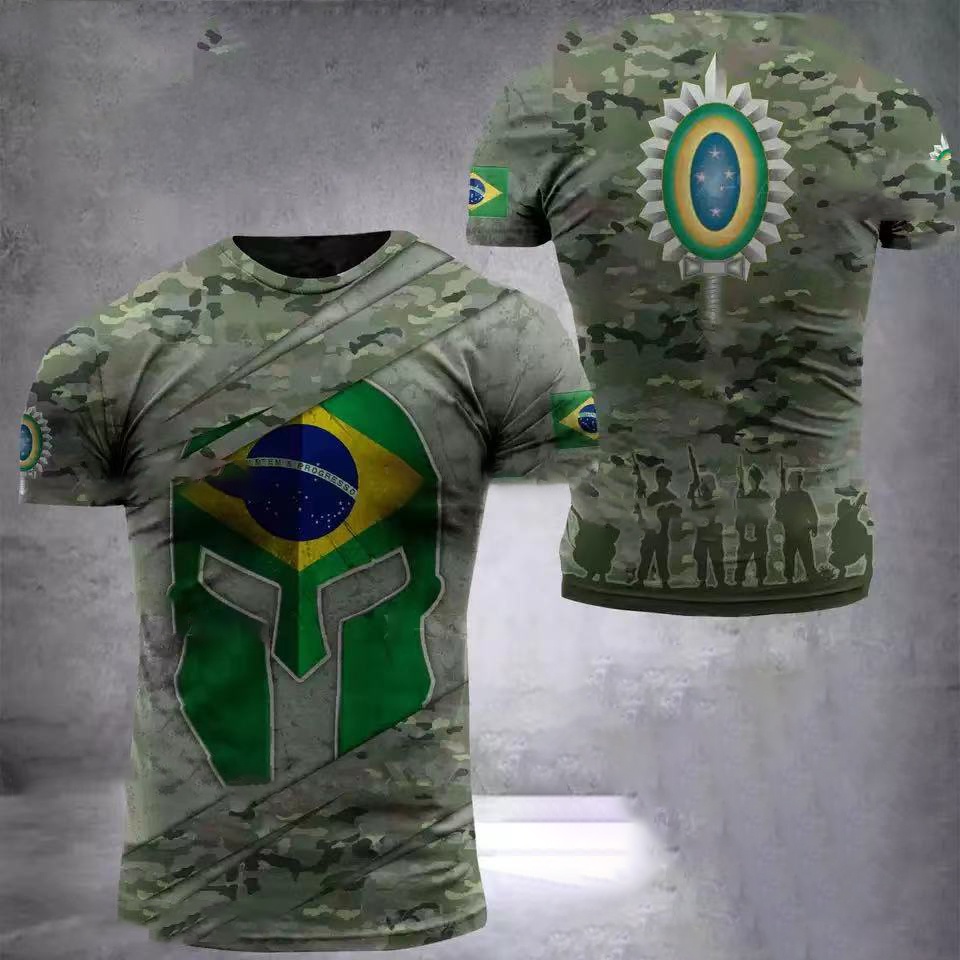 Camiseta Masculina Militar Manga Curta Exército Brasileiro Estampa Veterano Verão Gola Rua Legal ...