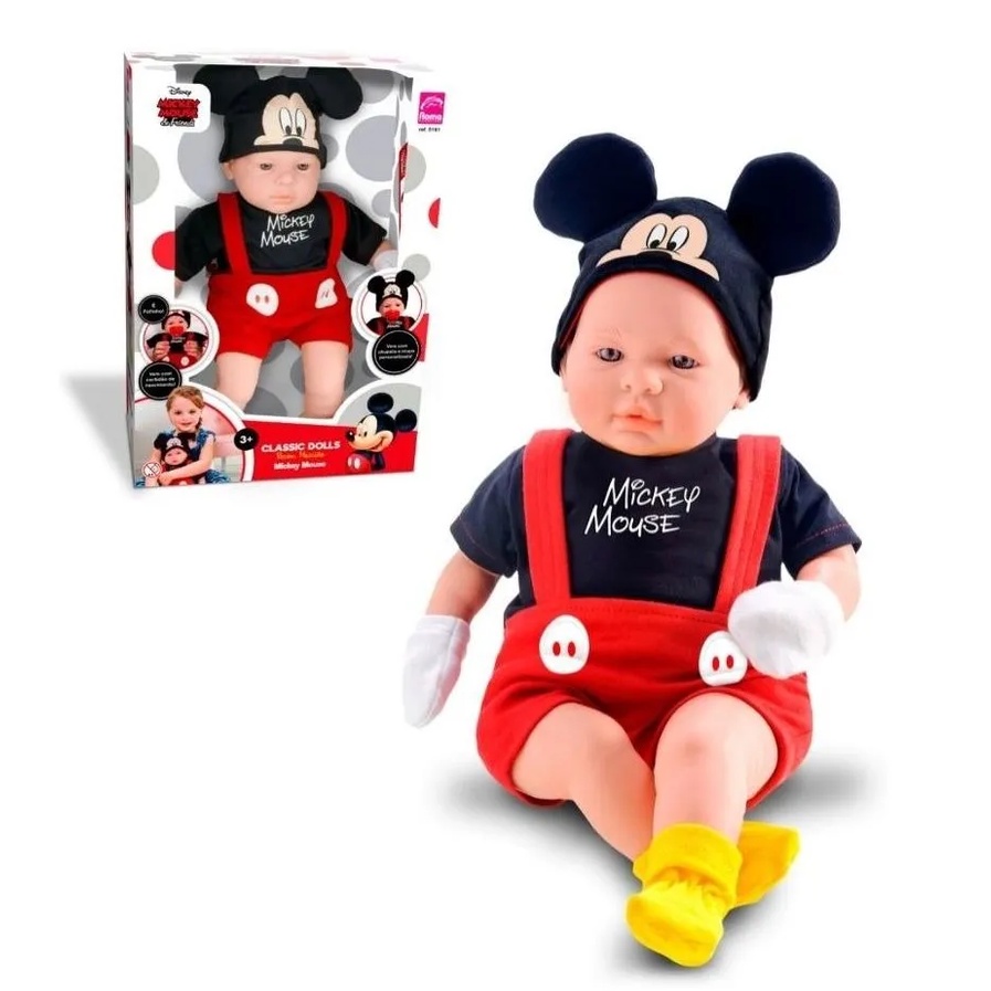 Boneco Infantil Classic Dolls Recém Nascido Mickey - Roma Brinquedos ...