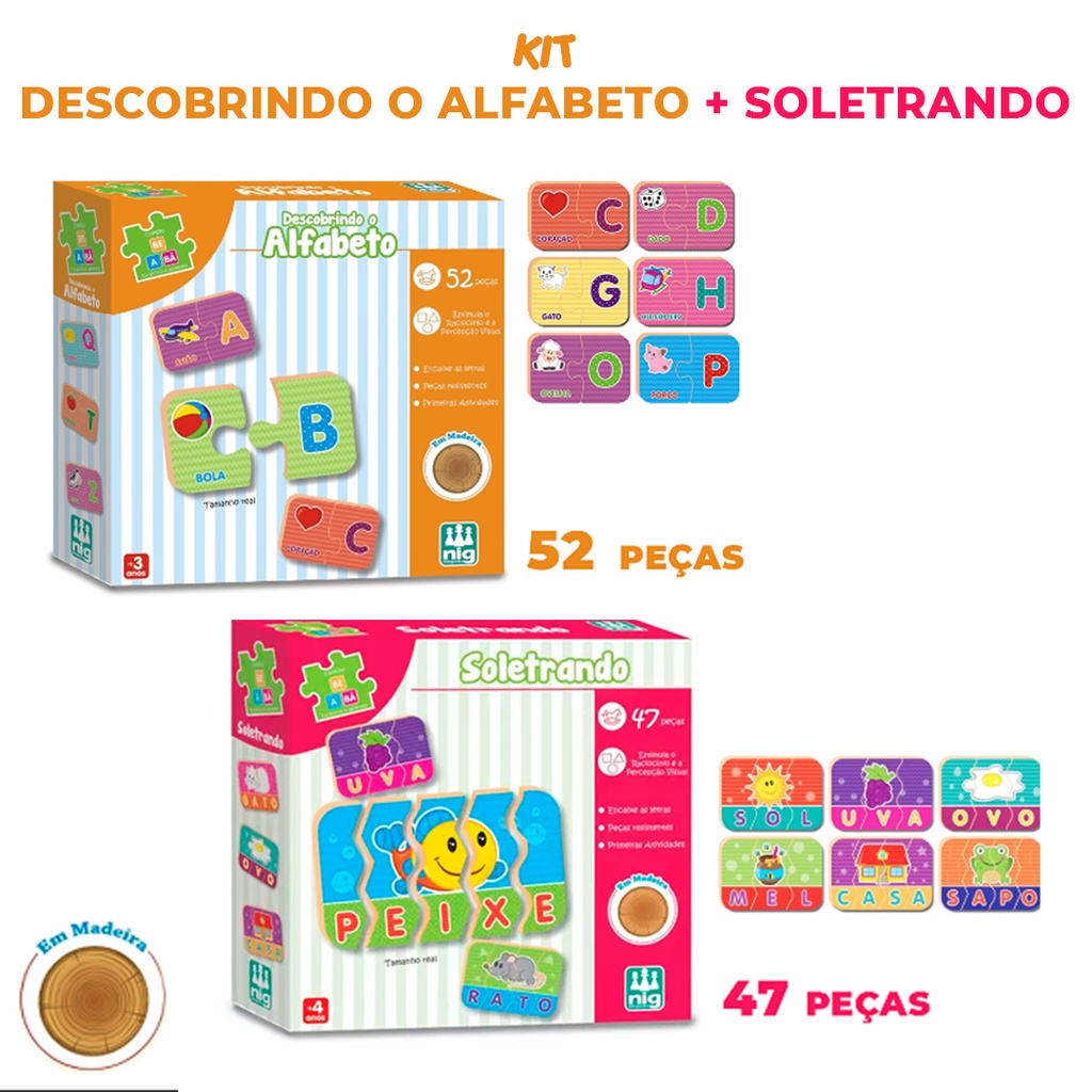 Kit 2 Jogos Educativos Descobrindo Alfabeto e Soletrando | Shopee Brasil