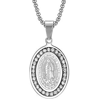 Virgem de Guadalupe Colar de medalha de aço inoxidável Medalha de ...