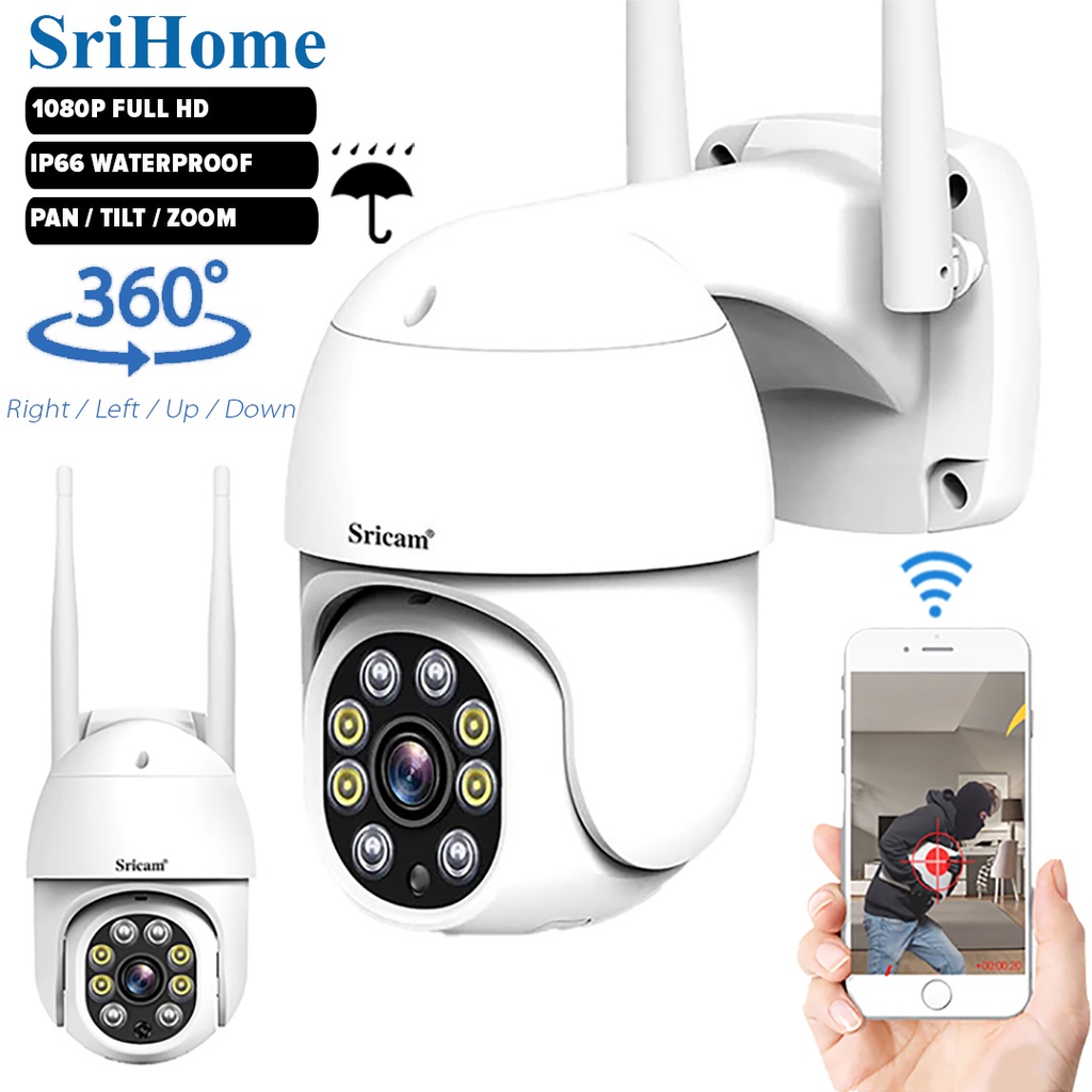 Câmera De Segurança IP WiFi 360 Graus 1080P FHD CCTV-Light Flash Night ...