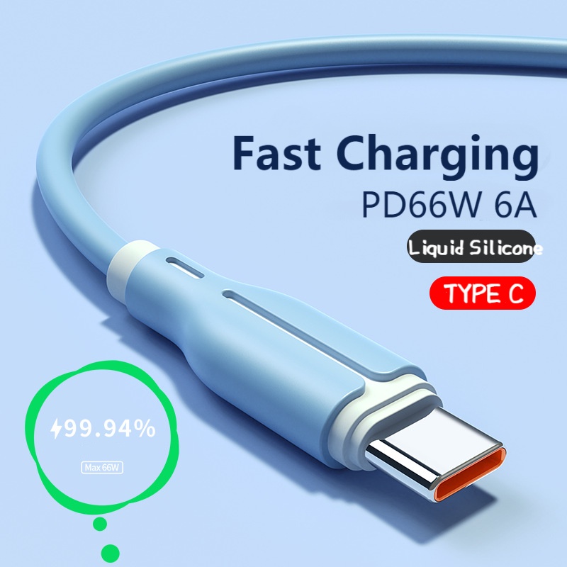 Cabo USB 6A Tipo C 66W De Carregamento Rápido De Silicone Líquido Dados Do Carregador-Para ...