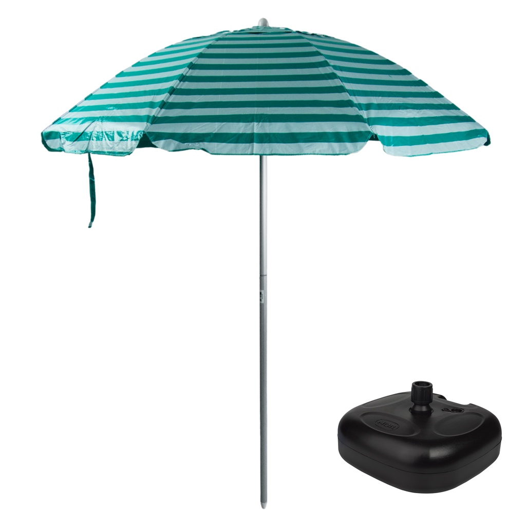 Kit Guarda Sol Gigante Sombreiro 1,8m Para Praia Piscina Camping Verde Claro com Branco ...