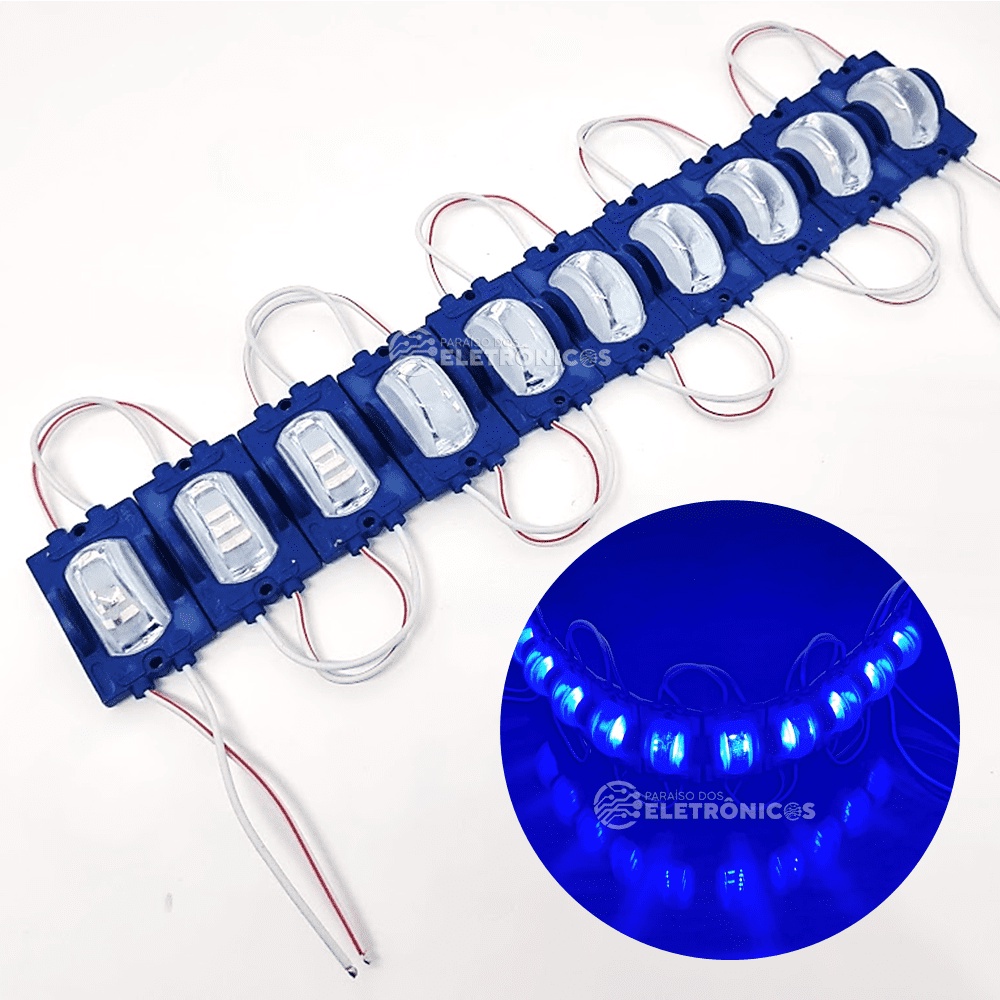 Módulo Led Barra Com 10 Peças De Leds Azul Iluminação 12v Com Fita ...