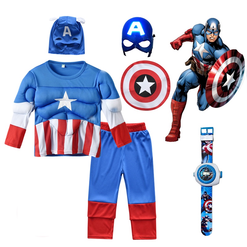 Kids Boys Super-Herói Capitão América Fantasia Cosplay Steve Rogers ...