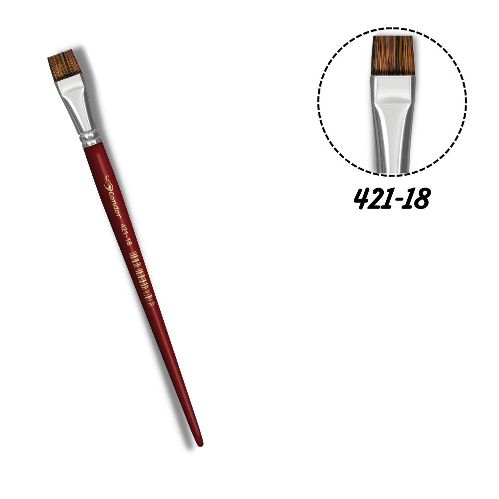 Pincel Condor 421-18 Chato Curto Orelha de Boi Cabo Longo | Shopee Brasil
