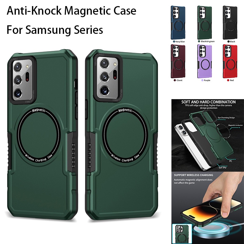 Suporte De Carregamento Sem Fio PC + TPU Anti-Knock Caixa Rígida Magnética Para Samsung Galaxy ...