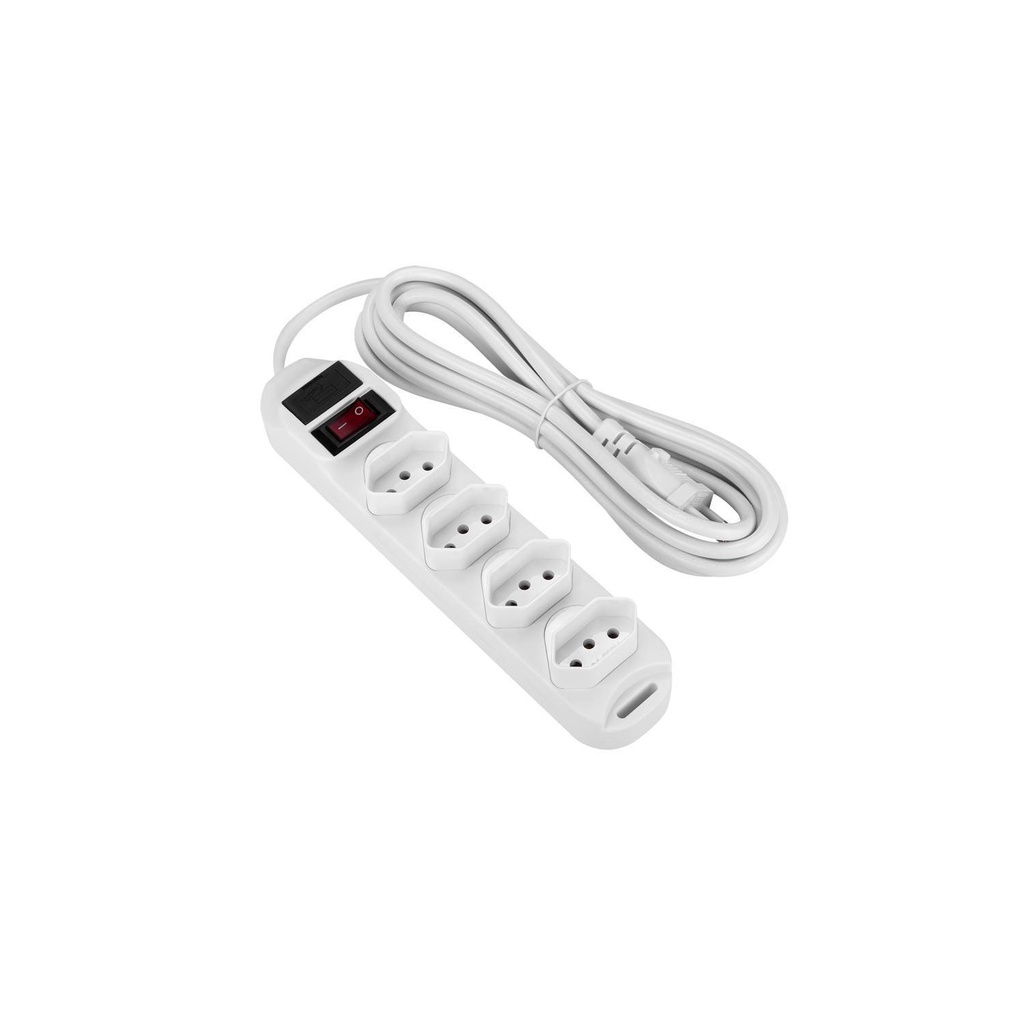 Kit 5 Extensão Filtro de Linha 4 Tomadas 2P+T 10A 3 Metros | Shopee Brasil