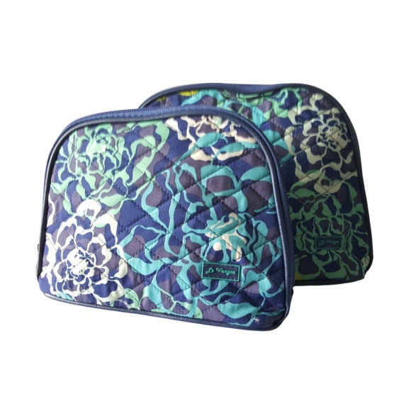 Kit 2 necessaire multifuncional azul floral - Le vangee | Shopee Brasil