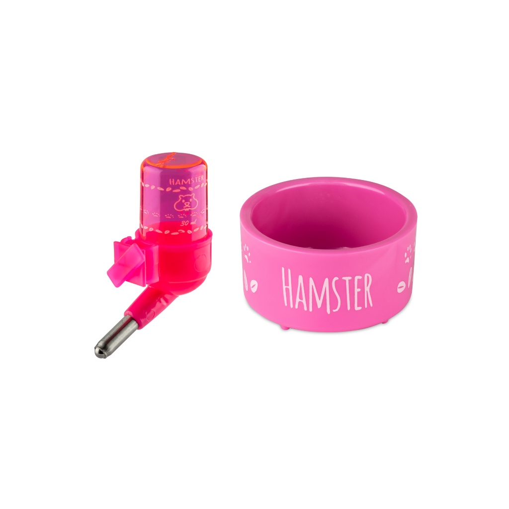 Kit Hamster - Bebedouro 30 ml + Comedouro 70 ml (rosa) | Shopee Brasil