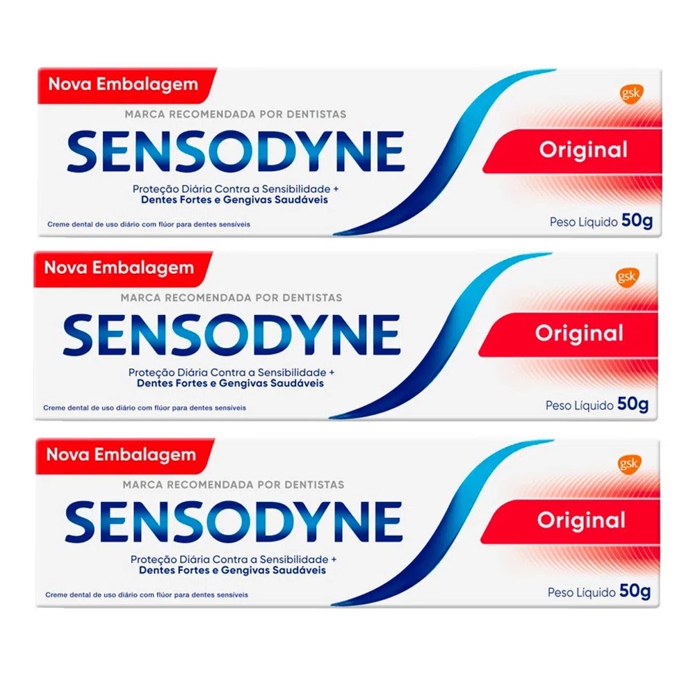 Kit Com 3cx Sensodyne Original 50g - GSK | Shopee Brasil