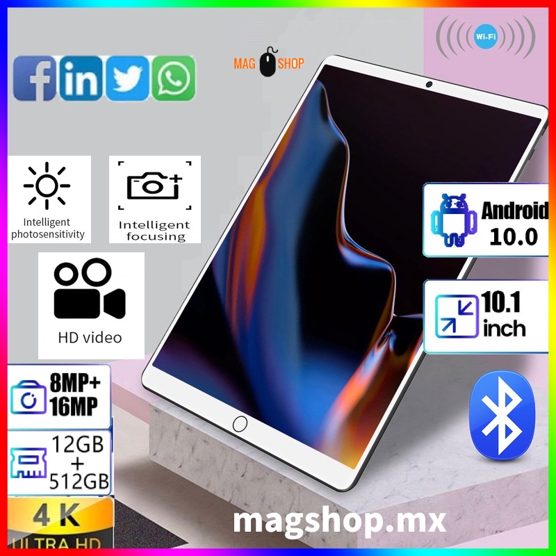 Tablet PC 12GB + 512GB 10,1 Polegadas HD Tela Cheia Android Tab 8000mAh ...