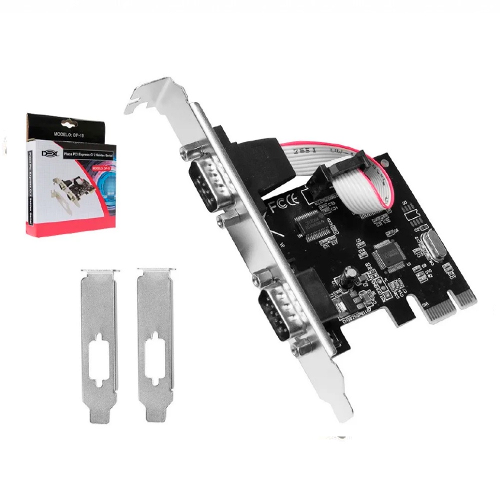 Placa Serial Paralela PCI Express Perfil Baixo DB9 DB25 RS232 Ieee1284 Lt-p230 2 Portas Serial ...