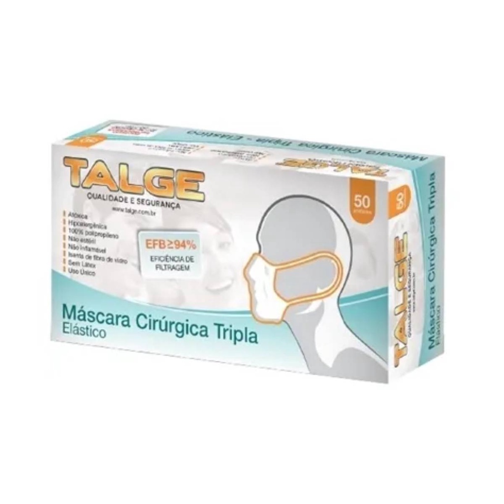 MASCARA TALGE TNT TRIPLA C/ ELASTICO CX C/50UNDS | Shopee Brasil