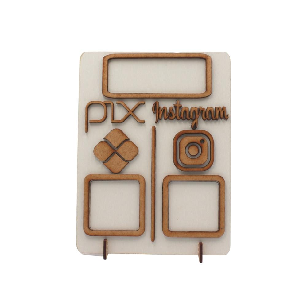 Placa Expositora Pix, Rede Social E Qr Code Em Mdf 000038 Branca ...
