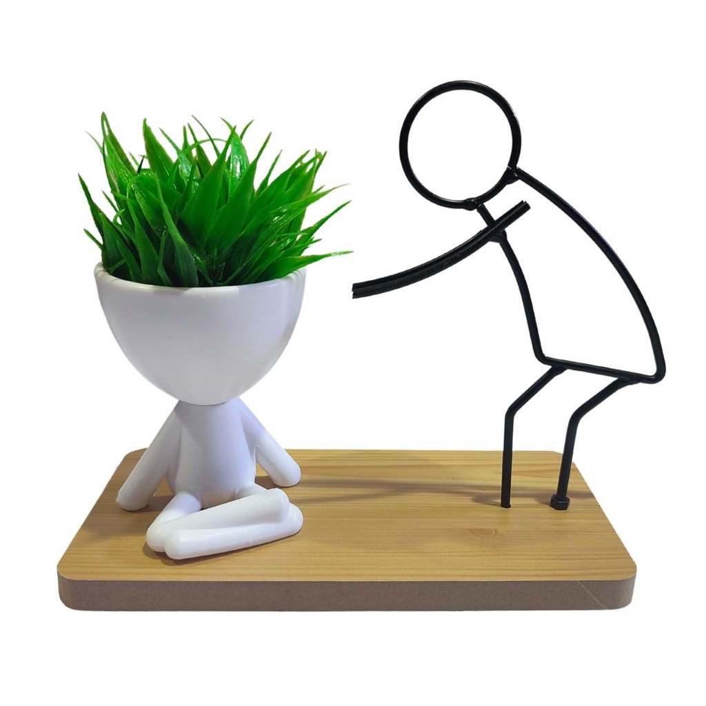 Kit Enfeite Bob Vaso E Boneco Decoração Planta Artificial | Shopee Brasil