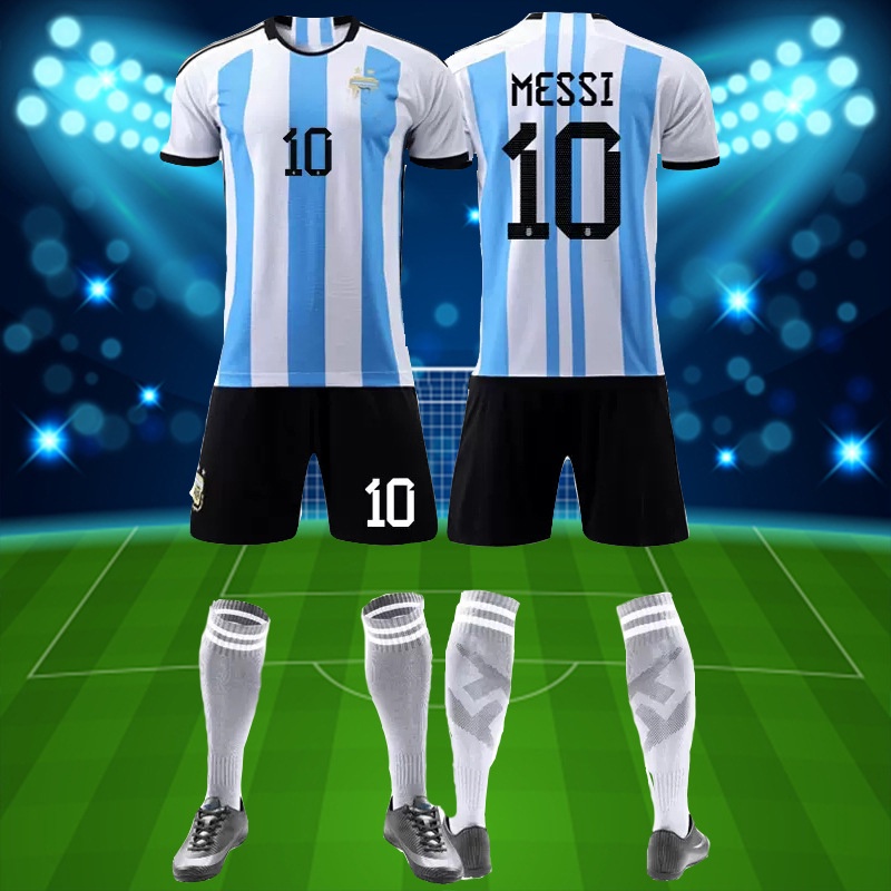 Copa Do Mundo 2022 Argentina Jersey Messi Team Uniforme Homens Mulheres ...