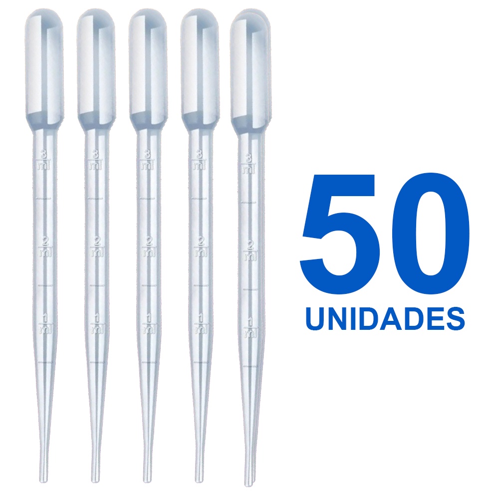 Pipeta de Pasteur plastica 3ML 50 Und graduada Conta Gotas | Shopee Brasil