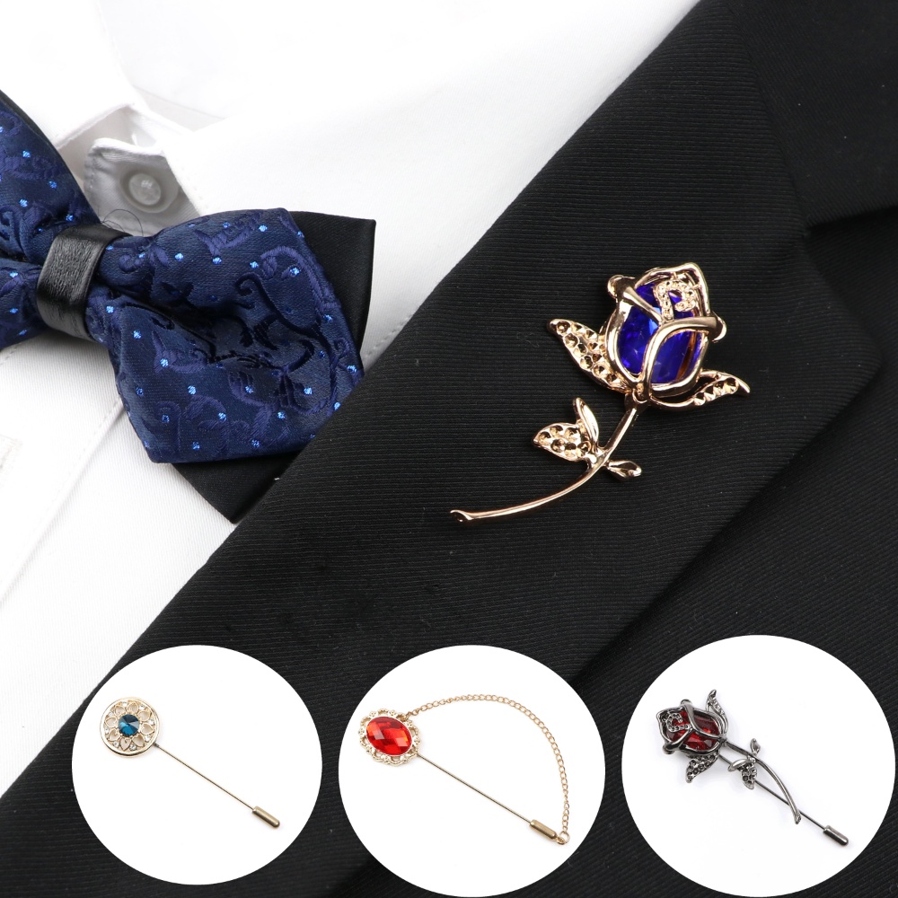 Luxuosos Strass De Metal Broches Homens Terno Camisa Tassel Corrente ...